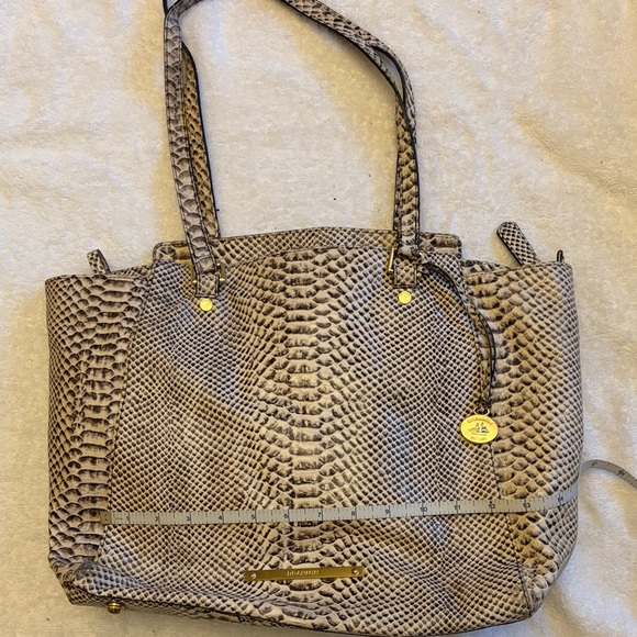 Brahmin | Bags | Brahmin Snake Print Tote In Gray And Cream | Poshmark